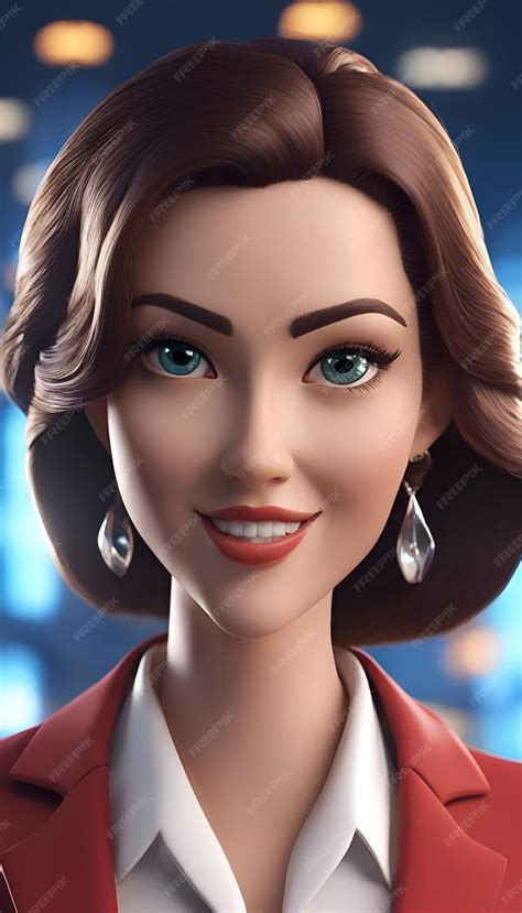 Premium Ai Image Beautiful Young Woman In A Red Suit 3d Rendering