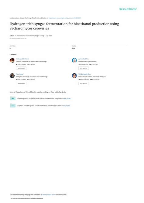 Pdf Hydrogen Rich Syngas Fermentation For Bioethanol Dokumentips