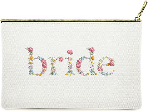 Bride Makeup Bag Bridal Personalized Cosmetic Bag Canvas