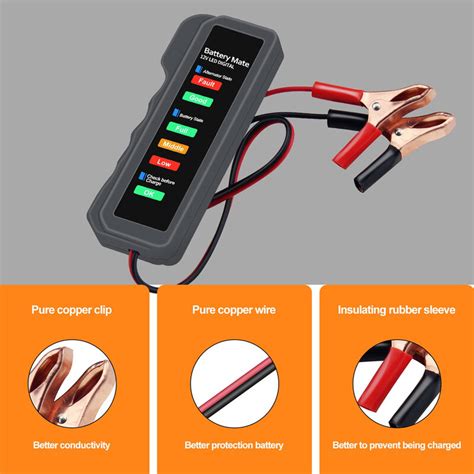 자동차 배터리 테스터 12v 볼트 자동차 발전기 테스트 배터리 진단 도구 6 led 표시기 자동차 수리 도구