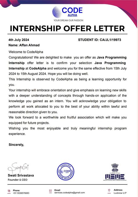 Affan Ahmad On Linkedin Codealphainternship Javaprogramming
