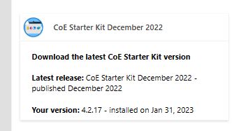 CoE Starter Kit BUG Command Center Latest Release Date Of The CoE Solution Is Incorrect