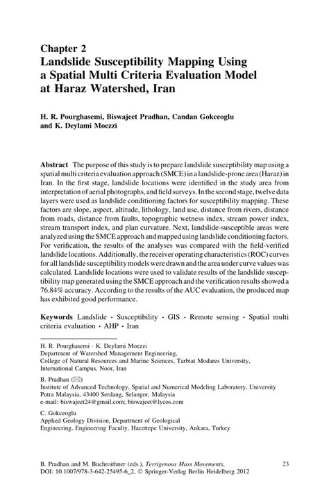 Pdf Landslide Susceptibility Mapping Using A Spatial Multi Criteria Evaluation Model At Haraz