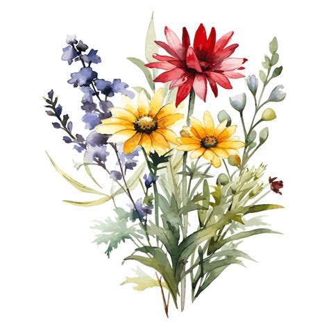 Premium Vector Wildflower Watercolor Vector Design