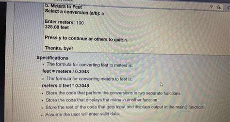 solved assignment 4 project feet and meters converter