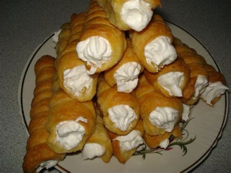 Слоенные трубочки с кремом Pie Desserts Food