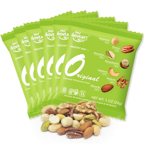 Daily Gourmet Nuts Unsalted Mixed Nuts Snack Packs Individually