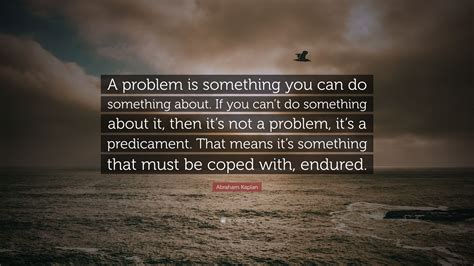 Abraham Kaplan Quote “a Problem Is Something You Can Do Something