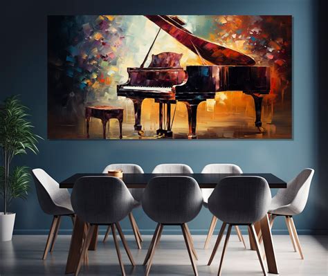 Abstract Piano Canvas Print Music Wall Art Vintage Piano Painting