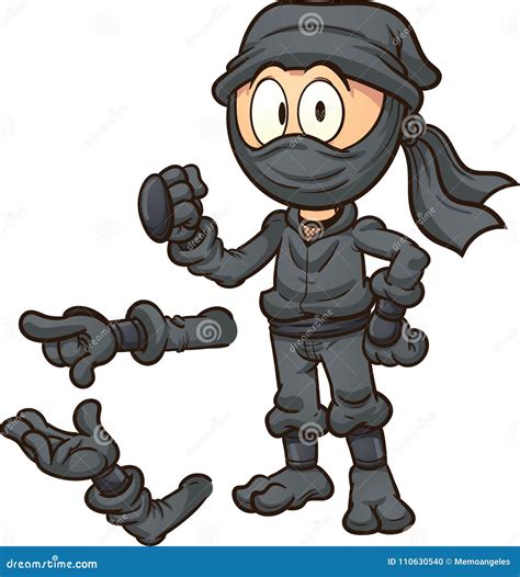 Cartoon Ninja Doing A Three Point Landing Stock Vector Illustration