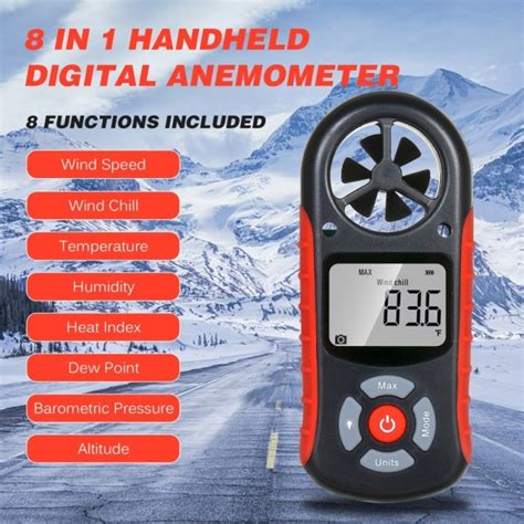8 In1 Digital Anemometer Handheld Anemometer Barometer Altitude Meter