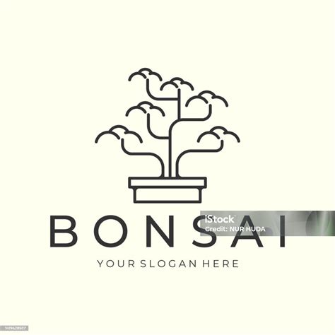 라인 아트 분재 미니멀리스트 스타일 심볼 벡터 디자인 아이콘 템플릿 일러스트 레이 션 라인아트에 대한 스톡 벡터 아트 및 기타