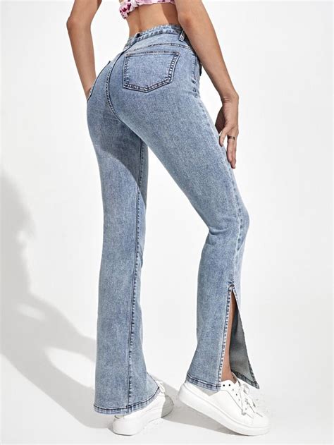 Zipper Fly Split Hem Jeans Hem Jeans Zipper Jeans Women Jeans