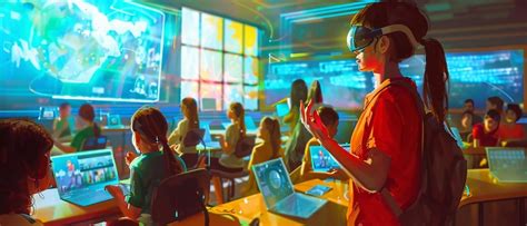 Augmented Reality Classroom Interactive Lessons With Holograms Premium Ai Generated Image