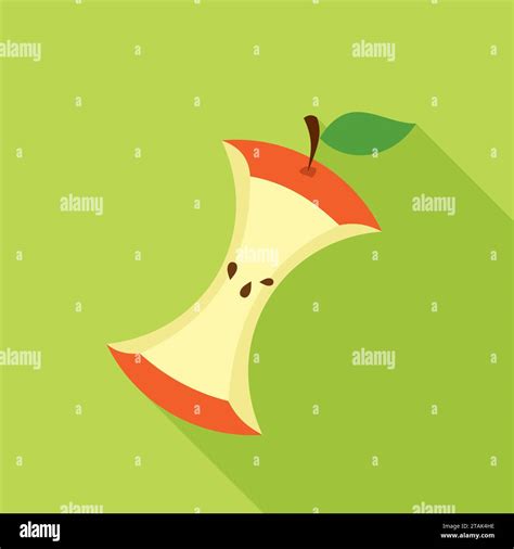 Apple Core In Flat Style With Shadow On Green Background Vector Illustration Stock Vector Image