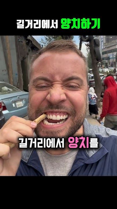길거리이서 사용하는 천연칫솔 Youtube