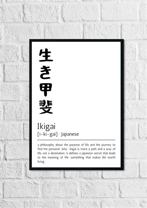 Ikigai Japanese Kanji Wallart Kanji Posters Minimalist And