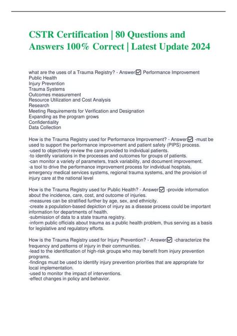 CSTR Certification Questions And Answers Correct Latest Update Cstr Stuvia US