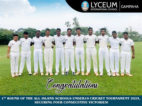 Lyceum Gampaha Congratulations Lyceum Gampaha U19 Cricket Team 🏏🎉
