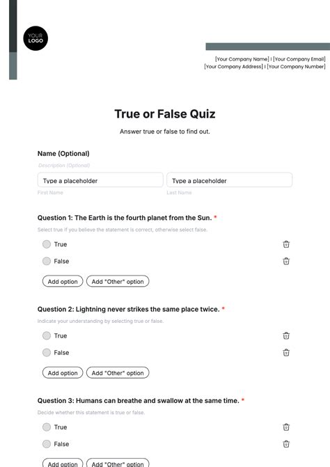 Free Quiz Templates To Edit Online