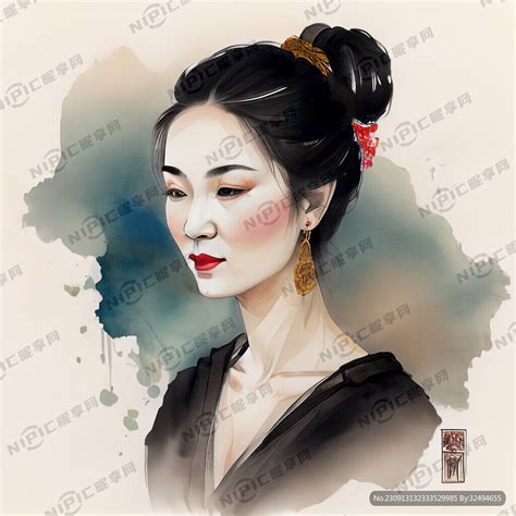 Ai创作图气质优雅的中国明代中年仕女 昵图网