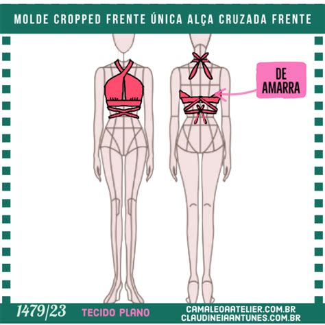 Molde Cropped Frente Unica Alça Cruzada Frente 1479 23 CAMALEOA ATELIER DE COSTURA