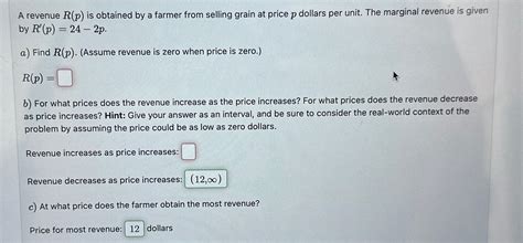 solved a revenue r p ﻿is obtained by a farmer from selling
