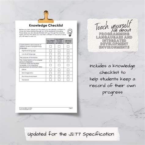 Programming Languages And Ides Ocr Gcse Computer Science Workbook J277 Teaching Resources