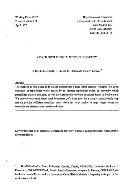 Pdf A Fixed Point Theorem Without Convexity