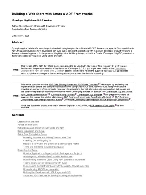 building a web store with struts and adf frameworks pdf enterprise