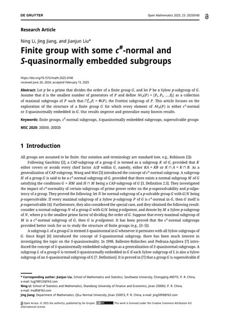 Pdf Finite Group With Some C Normal And S Quasinormally Embedded