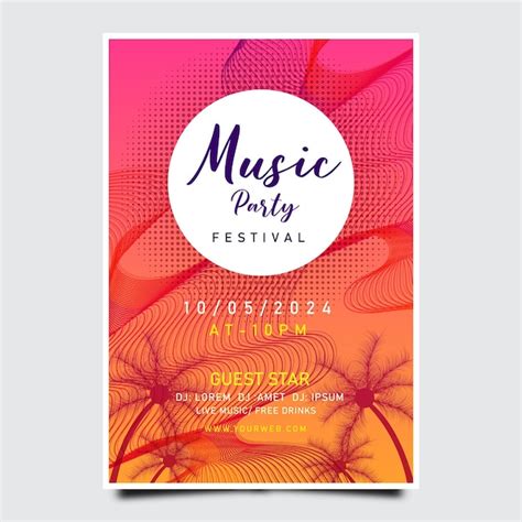 여름 음악 페스티벌 플라이어 템플릿 프리미엄 벡터