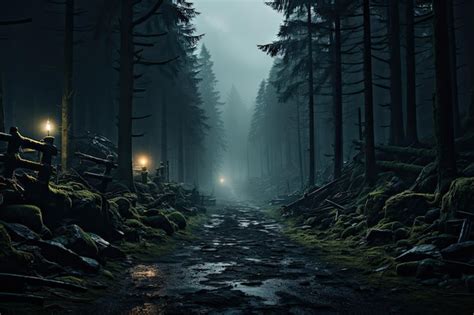 Premium Photo Spooky Foggy Forest Background