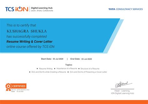 Resume Writing And Cover Letter Tcs Ion Certificate Pdf