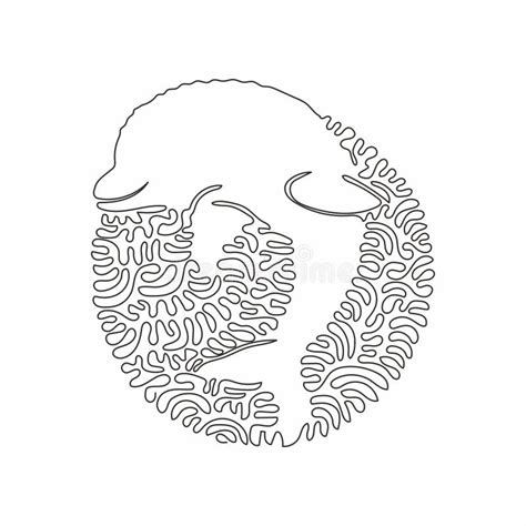 One Continuous Line Drawing Design Vector Illustration Of Intelligent Dolphin Stock Illustration