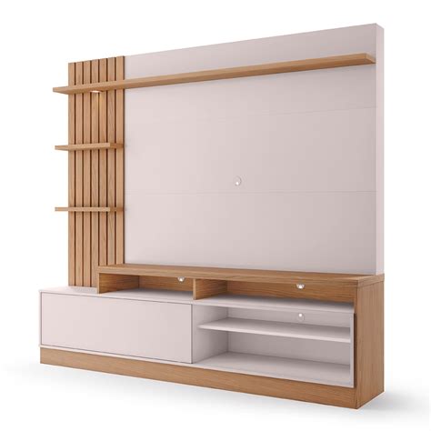 Estante Para Home Theater E Tv Até 65 Polegadas Maceió Freijó E Off White