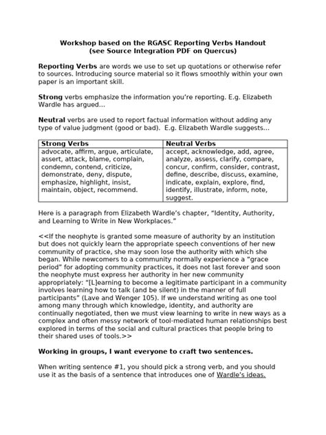 Reporting Verbs Activity 1 Pdf