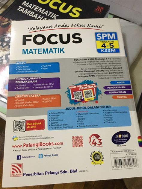 Focus Matematik Spm Tingkatan 4 And 5 Kssm Hobbies And Toys Books