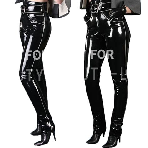Latex Trousers For Women Fetish Capris Exotic Pants Zipper Sexy Plus