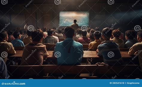 A Large Classroom With High Level Students Working Hard Stock