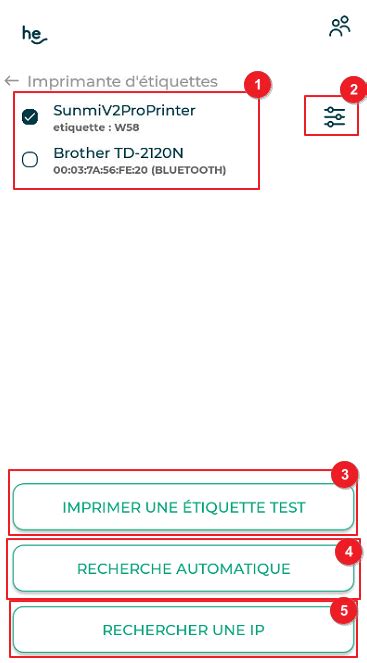 HACCP Mobile V Comment retrouver et paramétrer une imprimante et ses étiquettes Imprimante