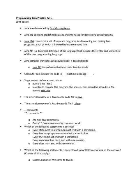 Programming Java Practice Sets Java Jdk Consists Of A Set Of Separate Programs For Developing