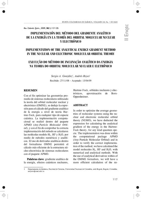 Pdf Implementation Of The Analytical Energy Gradient Method In The