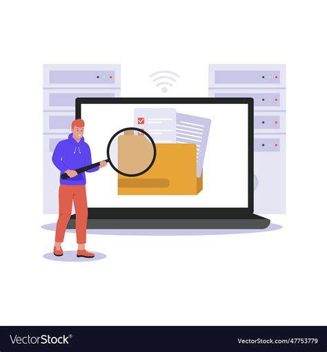 Searching File In Folder Directory Concept Vector Image