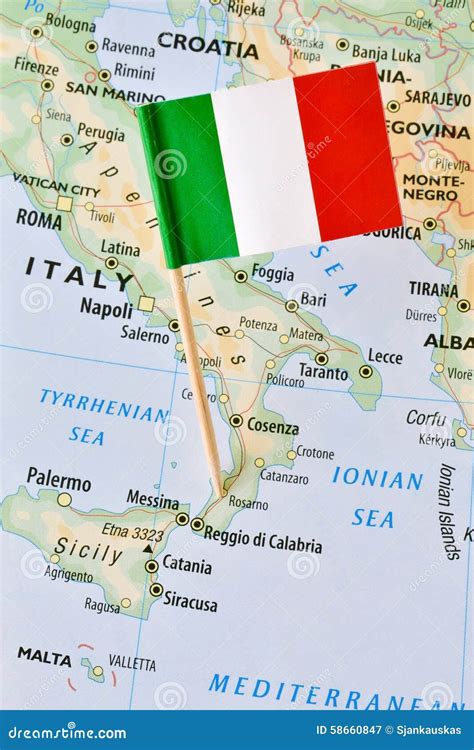 Italy Flag On Map Stock Image Image Of Geographical 58660847