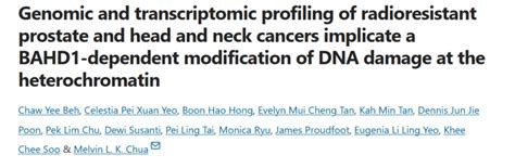 Melvin Lk Chua The Mutational Landscape Of Radioresistant Cancers