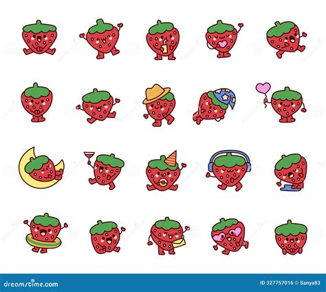 Kawaii Strawberry Cartoon Vector Illustration 93592770
