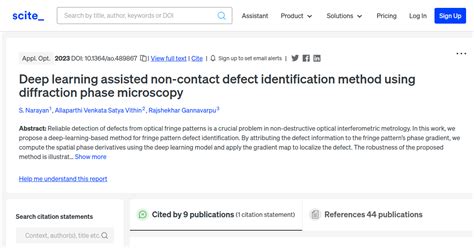 Deep Learning Assisted Non Contact Defect Identification Method Using Diffraction Phase Microscopy