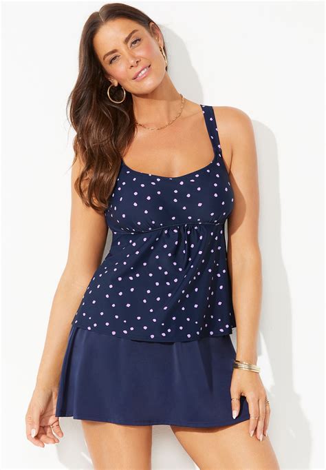 Flared Tankini Set With Skirt Swimsuits For All