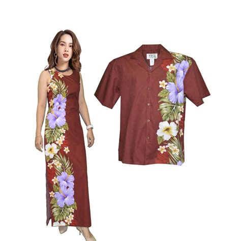 Matchable Couple Hawaiian Luau Shirt Or Long Tank Dress Hawaiian